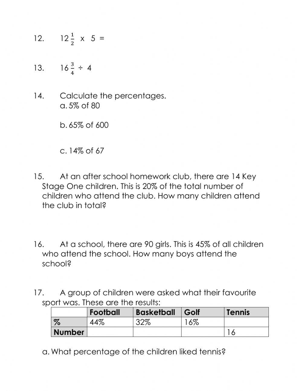 Year 5 Test worksheet | Live Worksheets