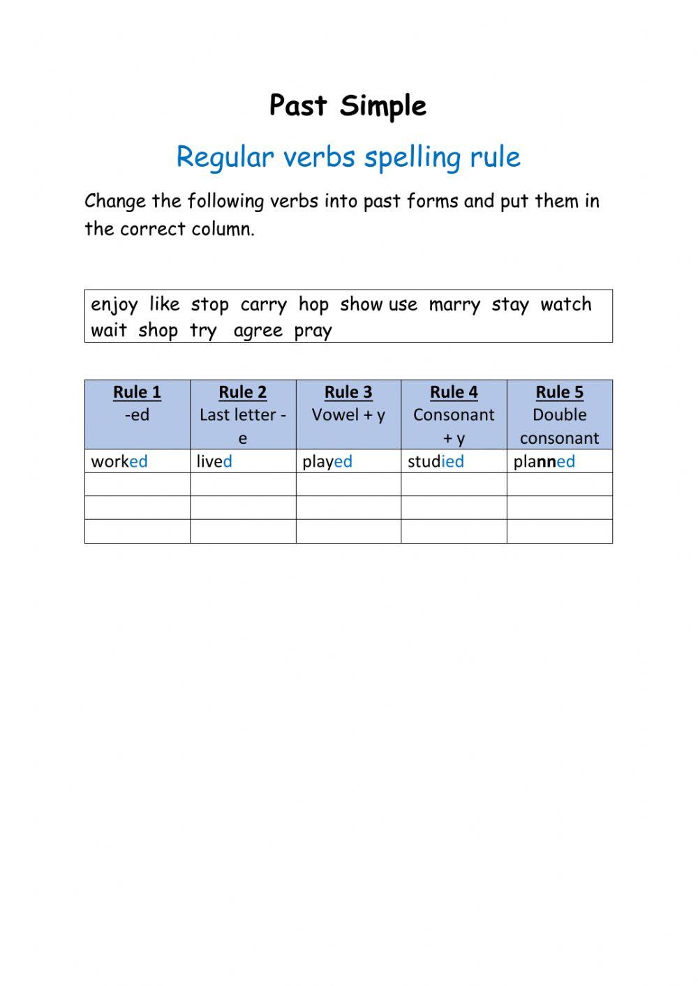 271020 | Regular verbs spelling rules