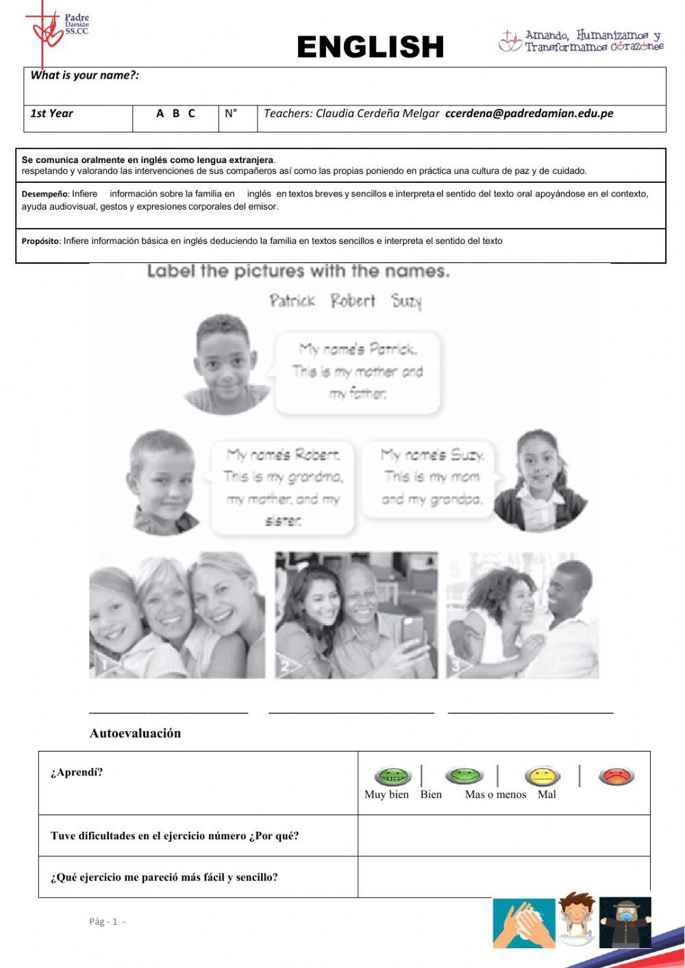 Family members online exercise for grade 1 | Live Worksheets