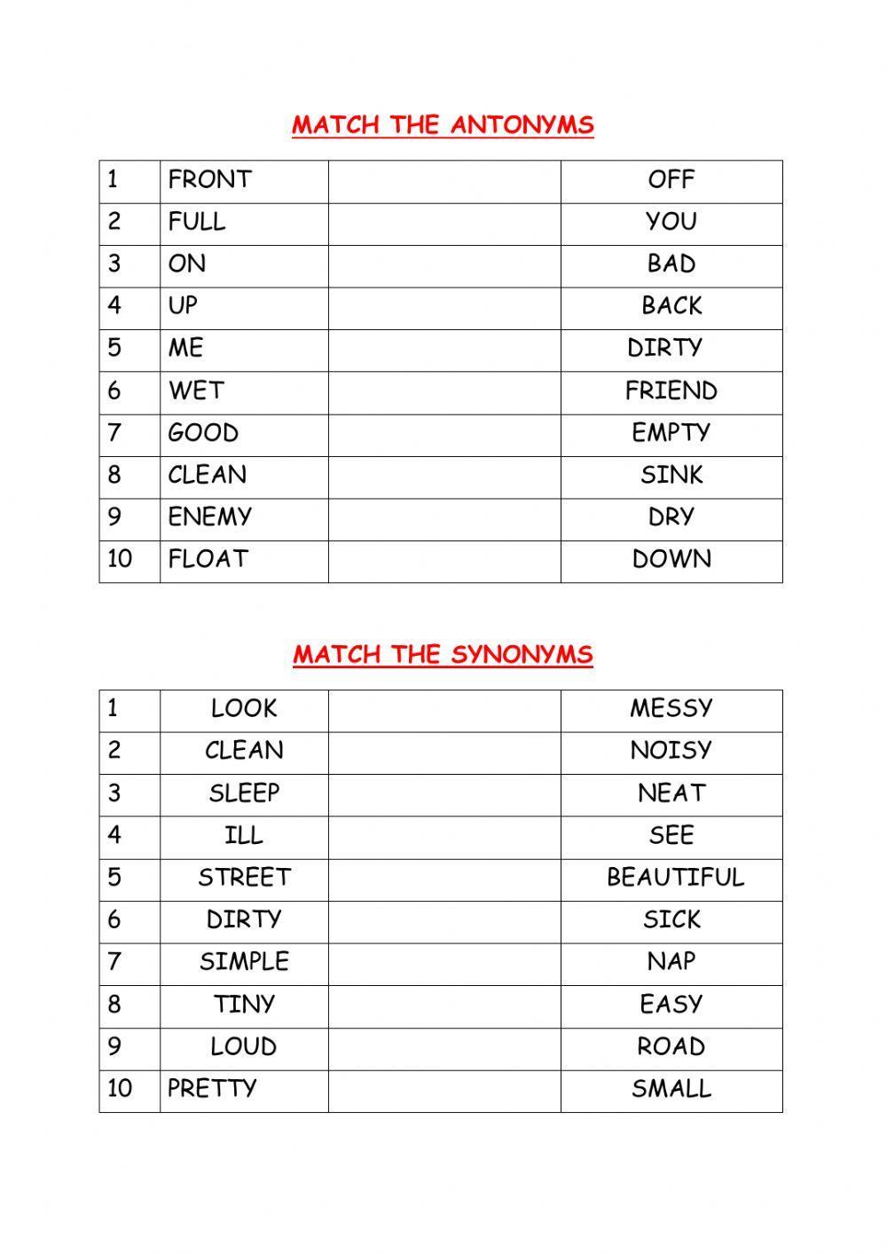 Antonyms-Synonyms-02 worksheet | Live Worksheets
