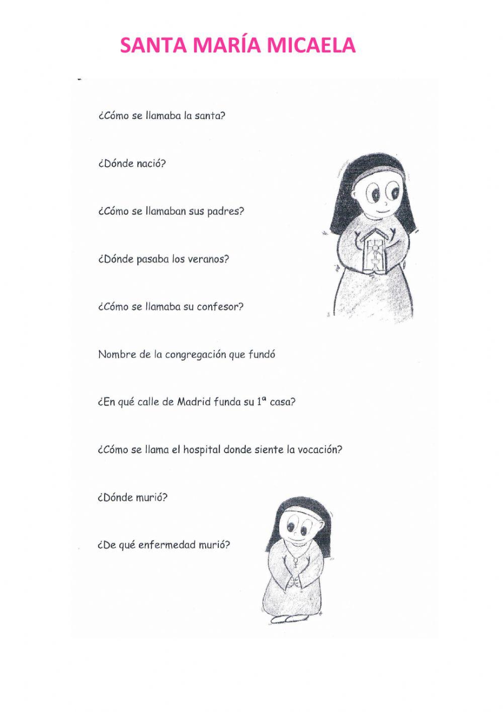 Micaela worksheet | Live Worksheets