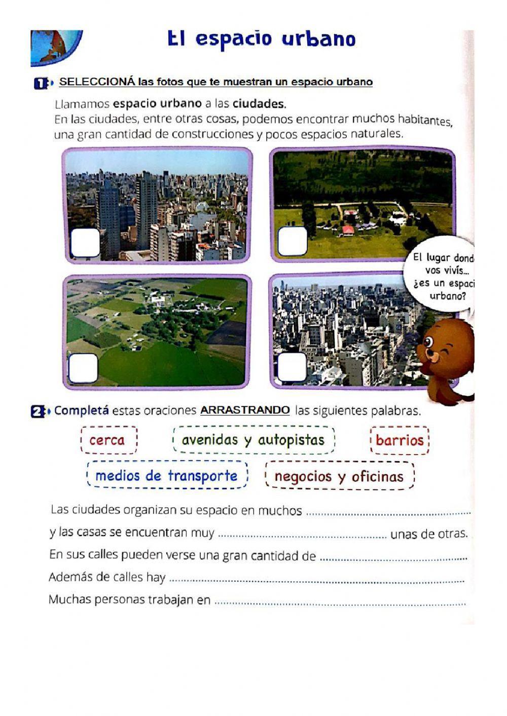 Espacio urbano worksheet | Live Worksheets