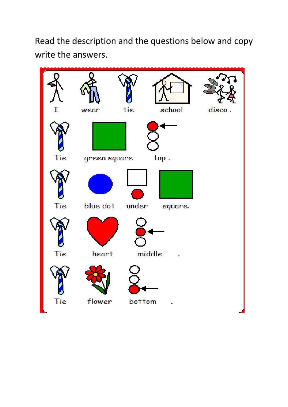 Tie writing worksheet | Live Worksheets