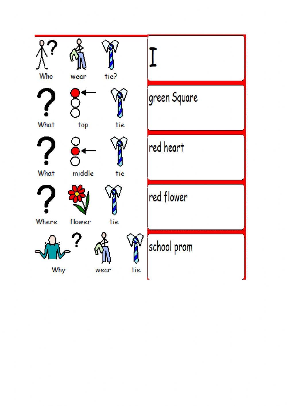 Tie writing worksheet | Live Worksheets