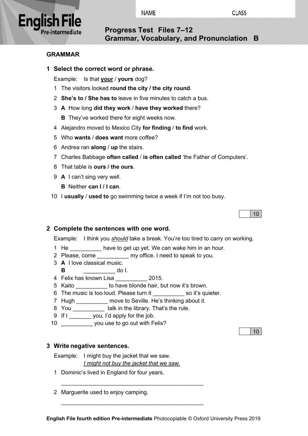 Pre-Intermediat… | Free Interactive Worksheets | 5828687