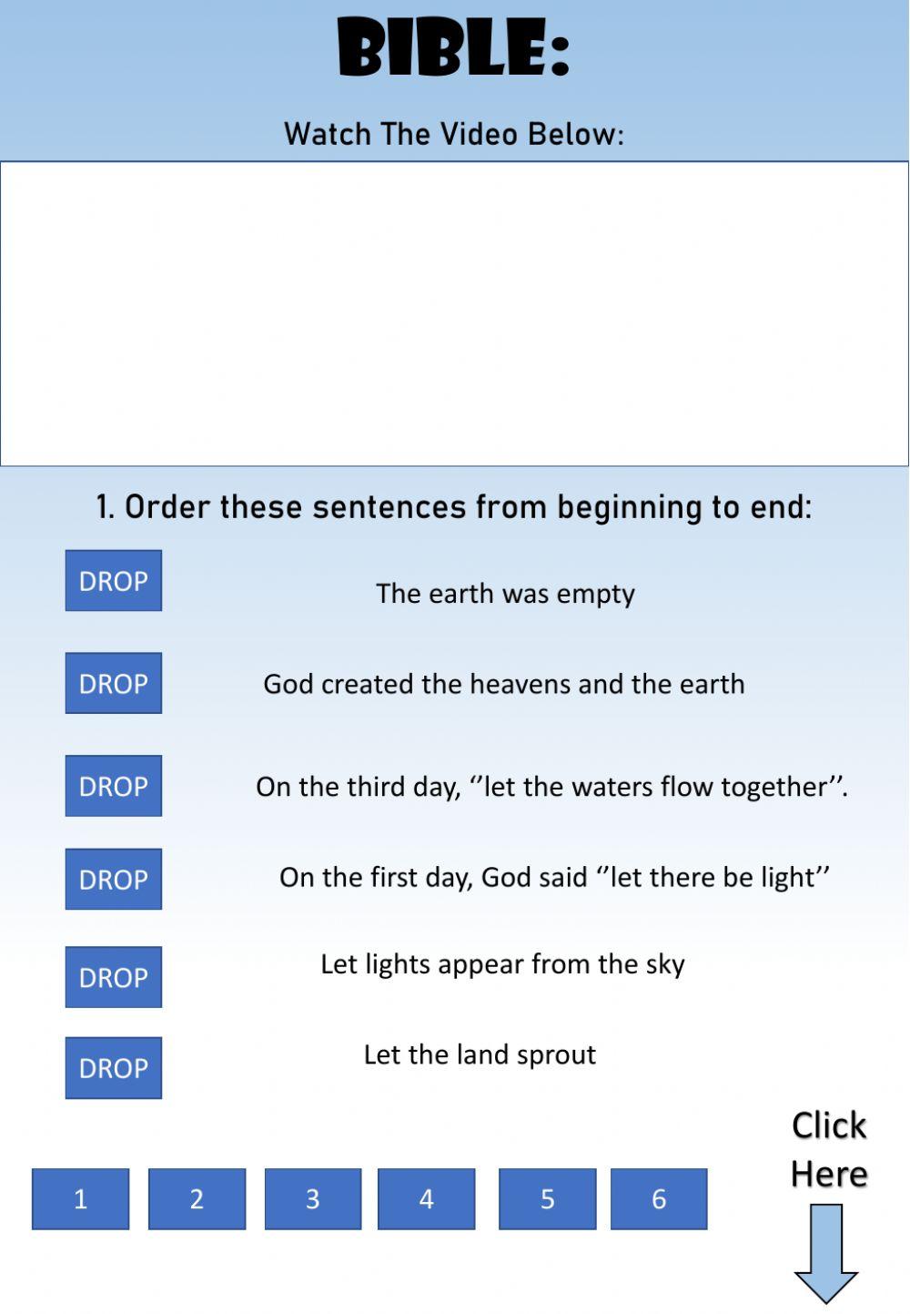 WEEK 18: WEDNESDAY: Genesis worksheet | Live Worksheets