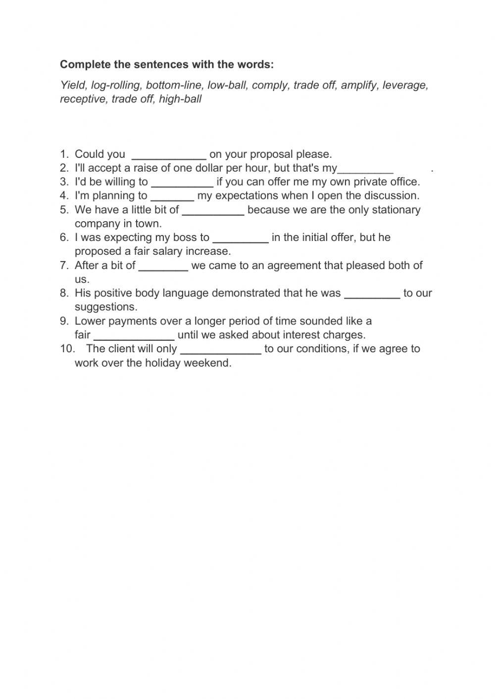 Negotiations vo… | Free Interactive Worksheets | 5831544