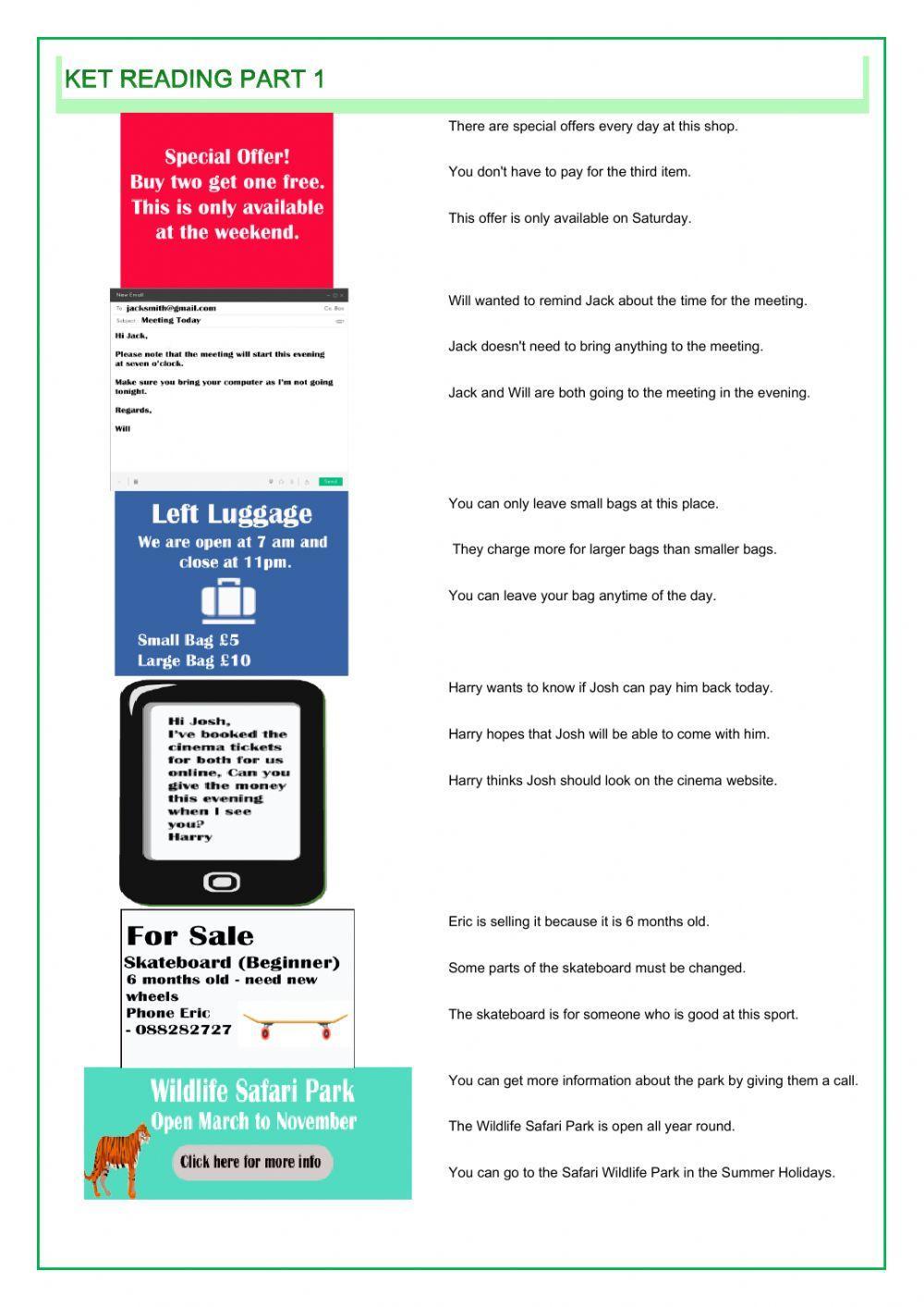 Ket reading | Free Interactive Worksheets | 274475