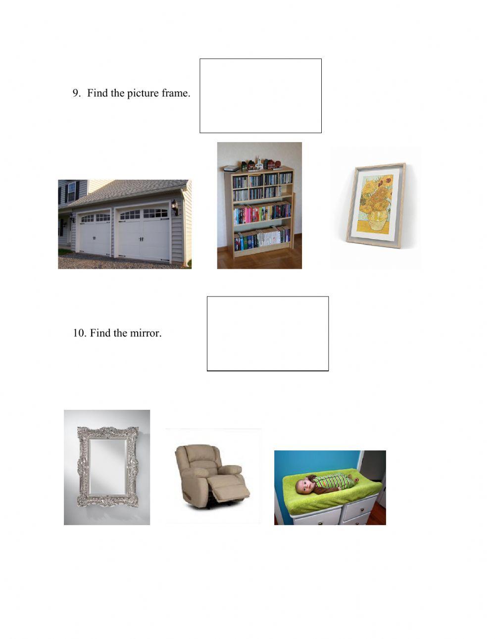 Find house items 8 worksheet | Live Worksheets