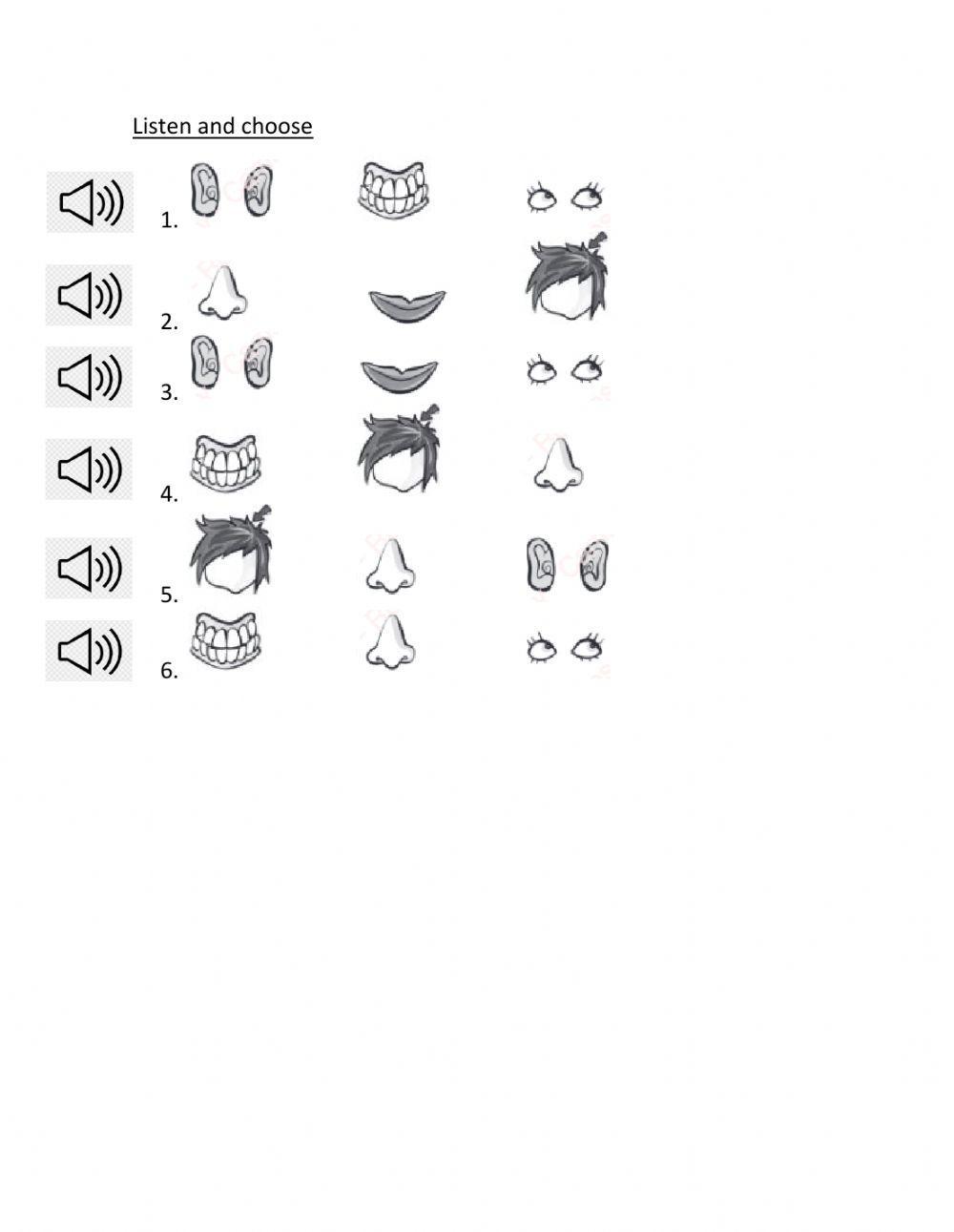 My face: listen and choose online exercise for | Live Worksheets