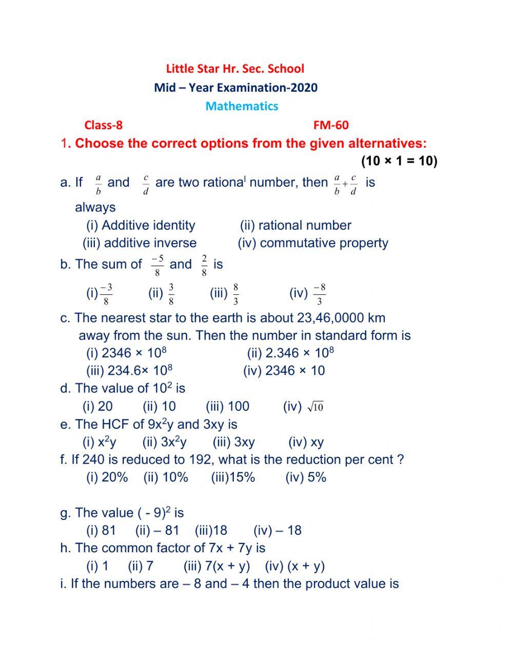 Maths free activity | Live Worksheets