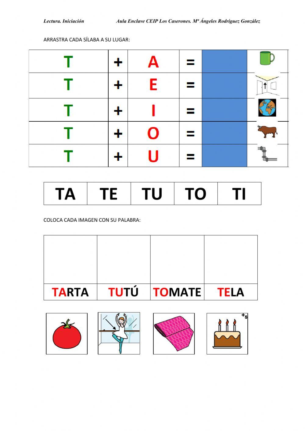 Letra t | Free Interactive Worksheets | 276040