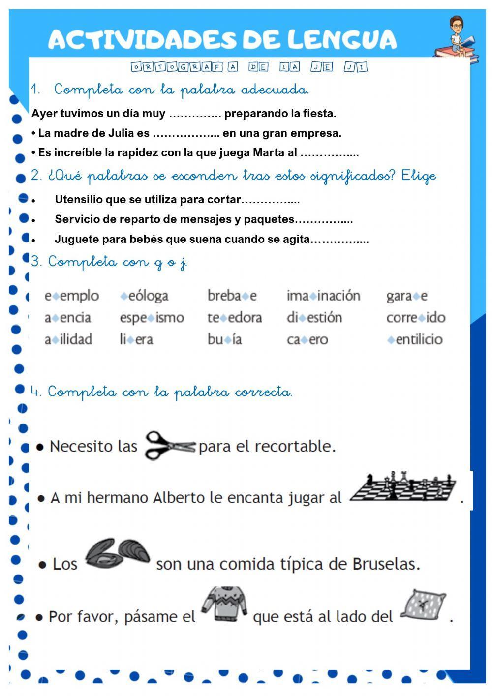 Palabras con je ji worksheet | Live Worksheets