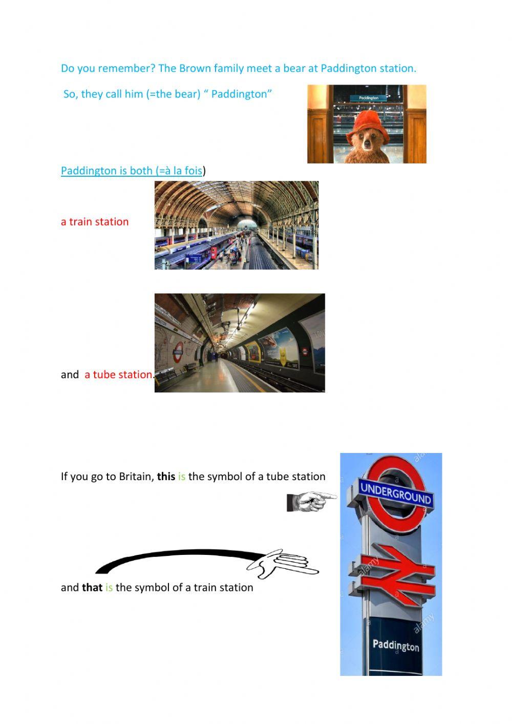 Train vs tube station worksheet | Live Worksheets