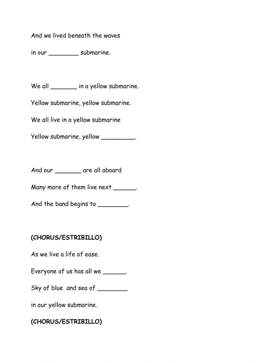 276379 | Yellow submarine | ClaraBB | LiveWorksheets