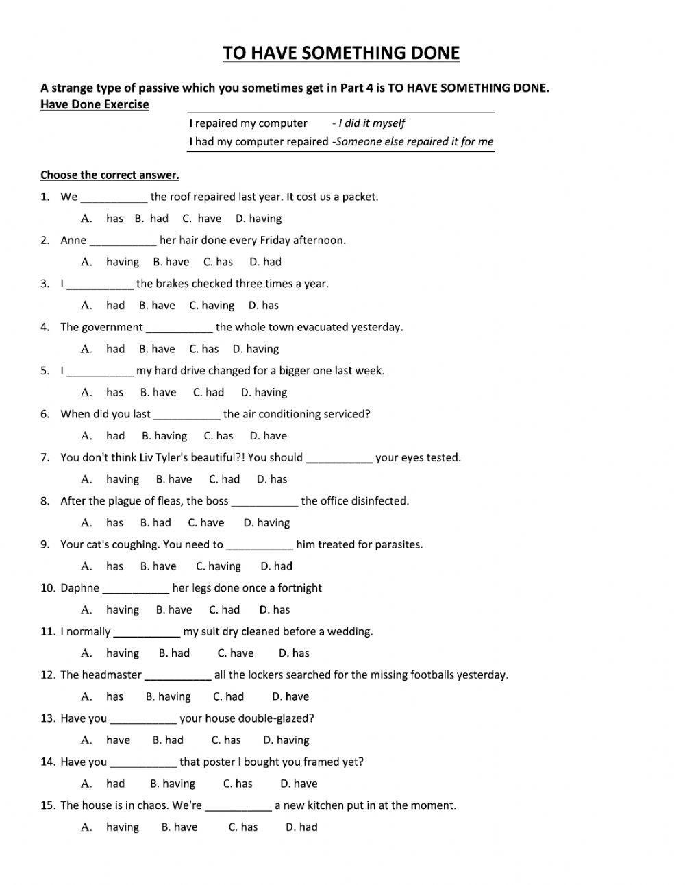 To have somethi… | Free Interactive Worksheets | 276649