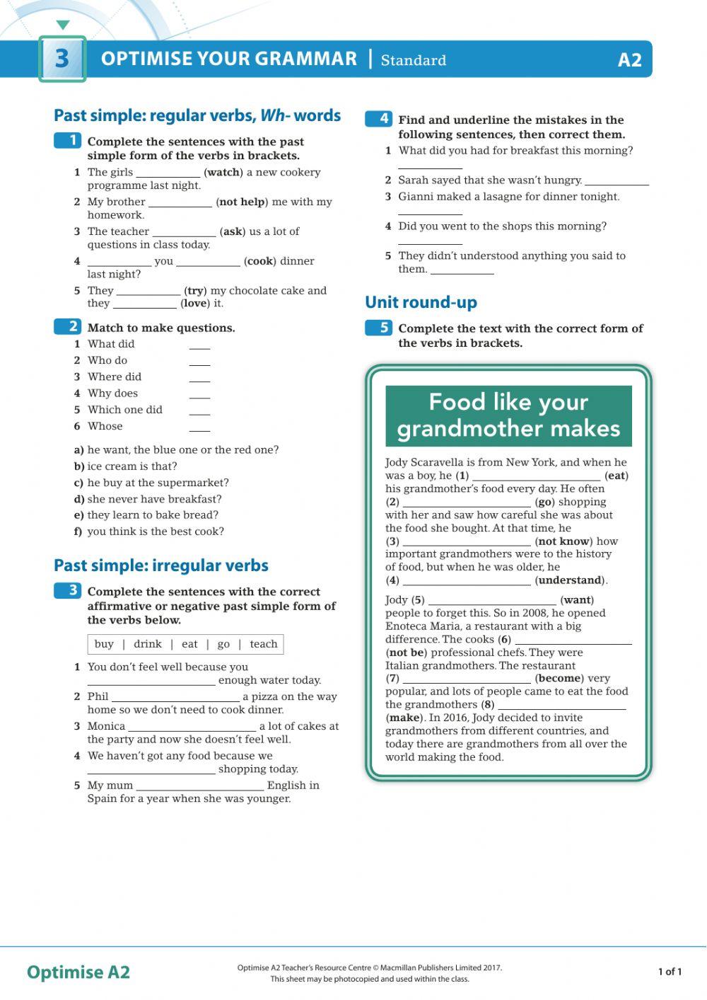 6071465 | Optimise A2 Grammar Unit 3 | Romina Andrea Cano