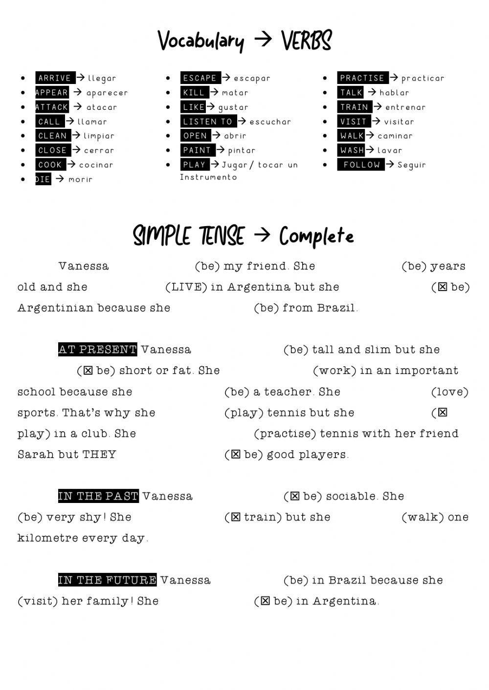 Simple tense 2 worksheet | Live Worksheets