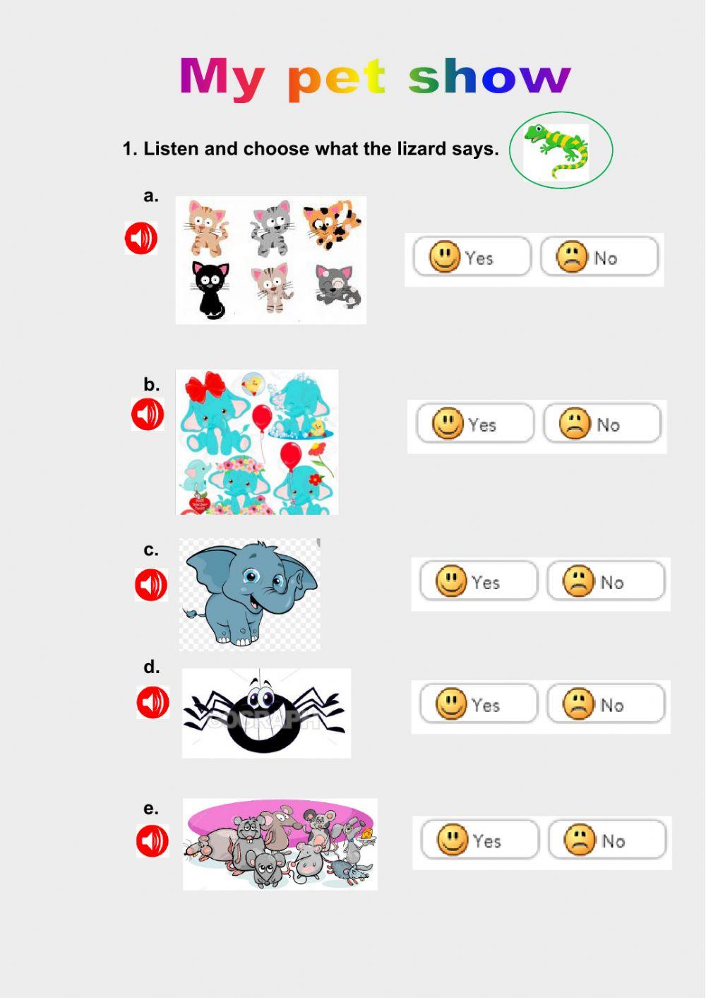 My pet show worksheet | Live Worksheets