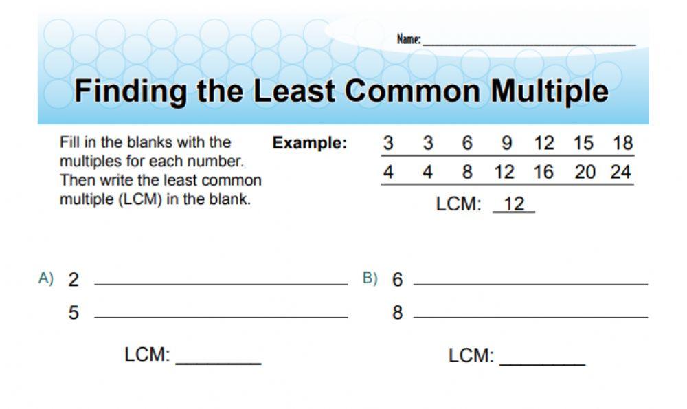 lcm online exercise for | Live Worksheets