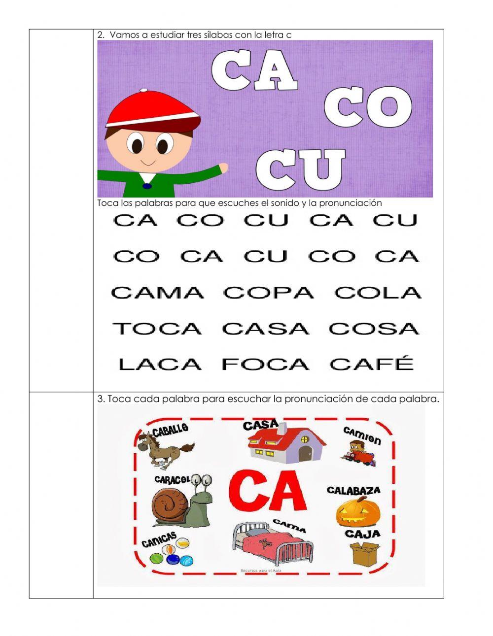 Letra c online exercise | Live Worksheets