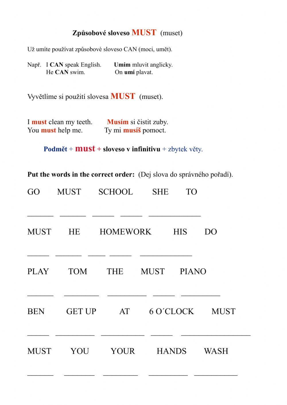 Must exercise | Live Worksheets
