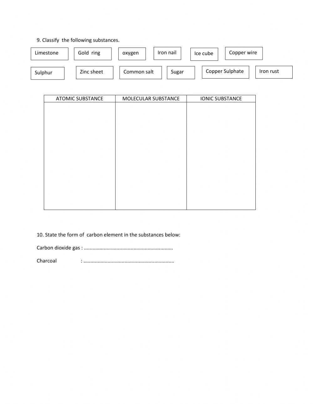 Matter online exercise for Form 4 | Live Worksheets