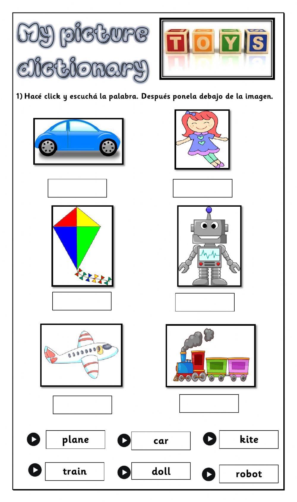 Picture Dictionary Toys worksheet | Live Worksheets