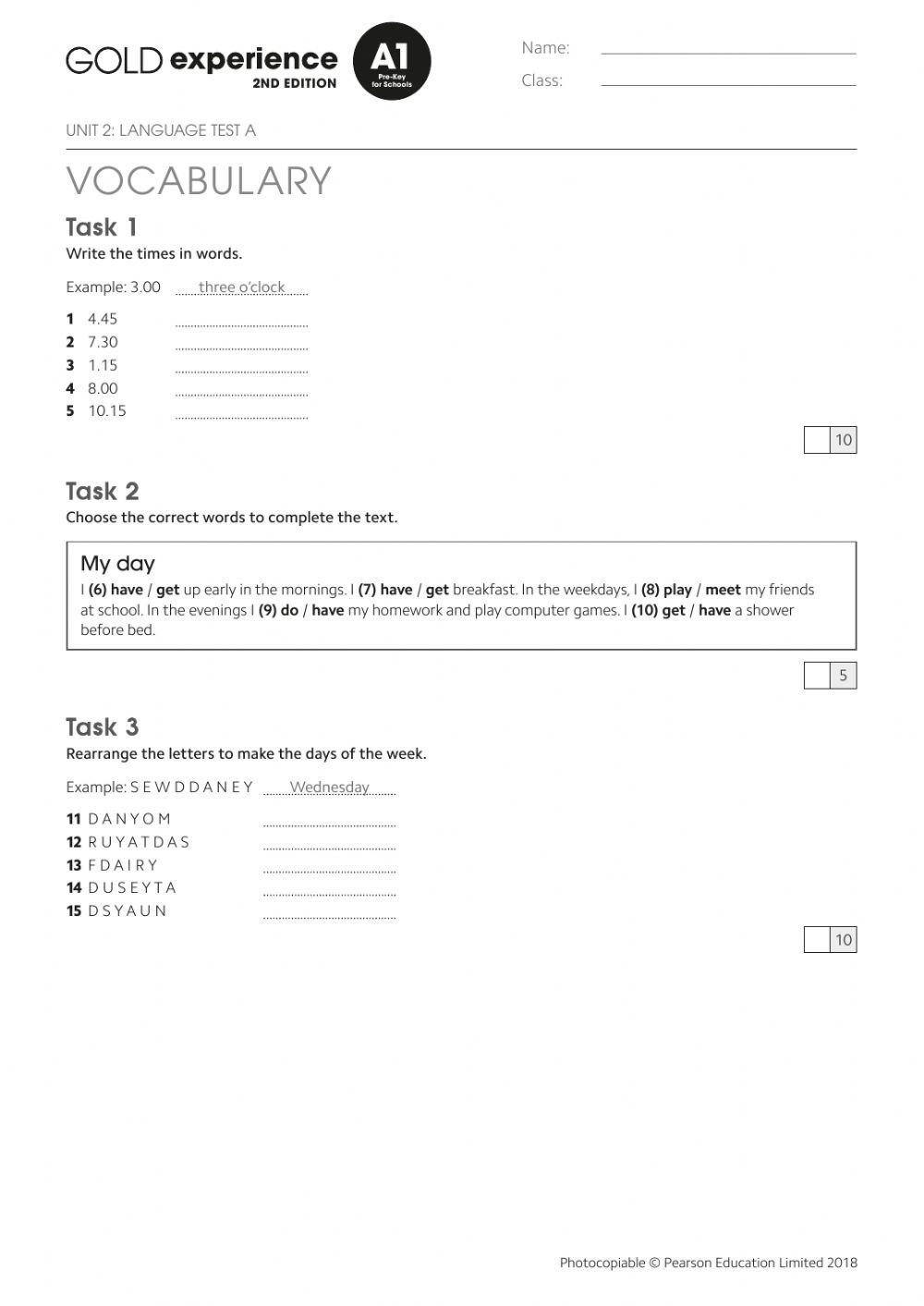 GOLD A1- Unit 2 | Free Interactive Worksheets | 5843819