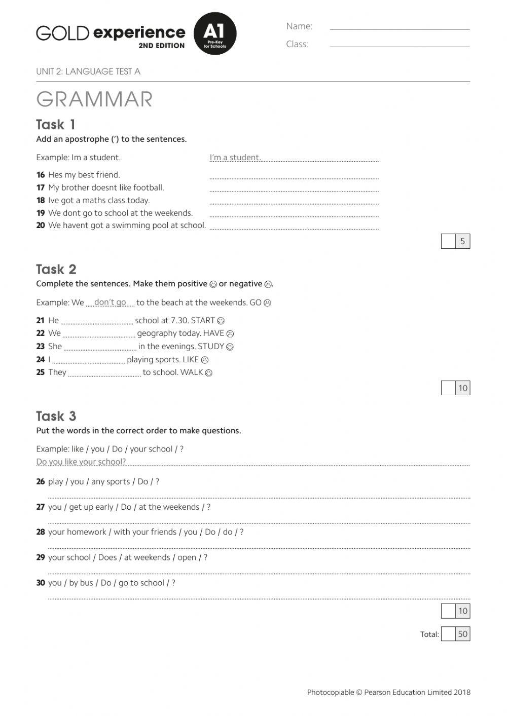 GOLD A1- Unit 2 | Free Interactive Worksheets | 5843819