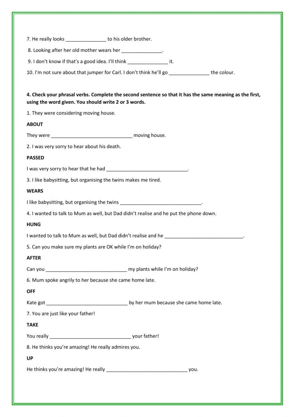 Family: Phrasal… | Free Interactive Worksheets | 279864