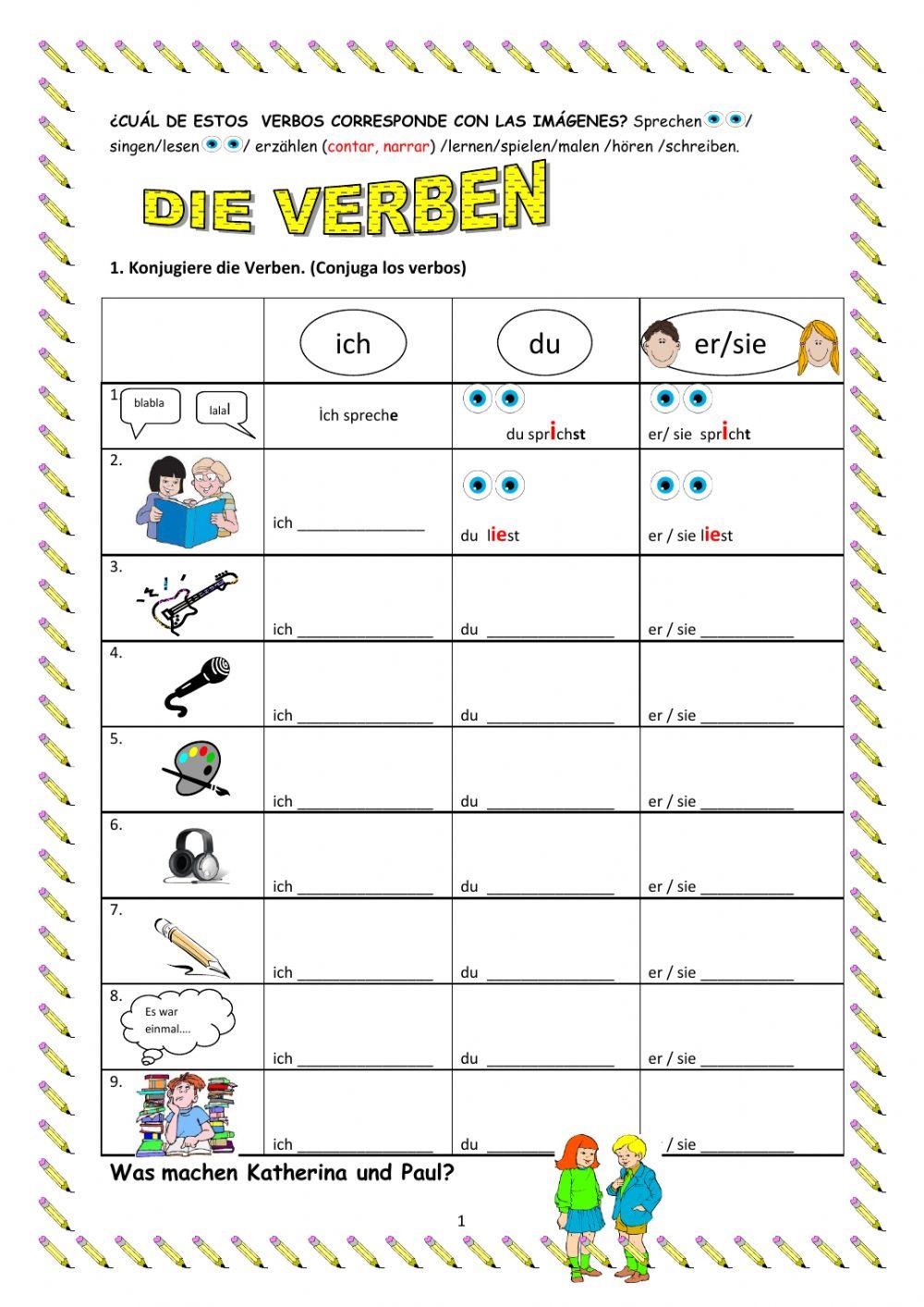 5775014 | Verben 1º ESO + GERN -NICHT GERN | rsanrie