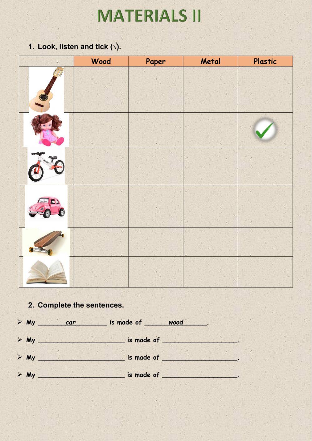 Materials 2 248881 | Ely7 | Live Worksheets