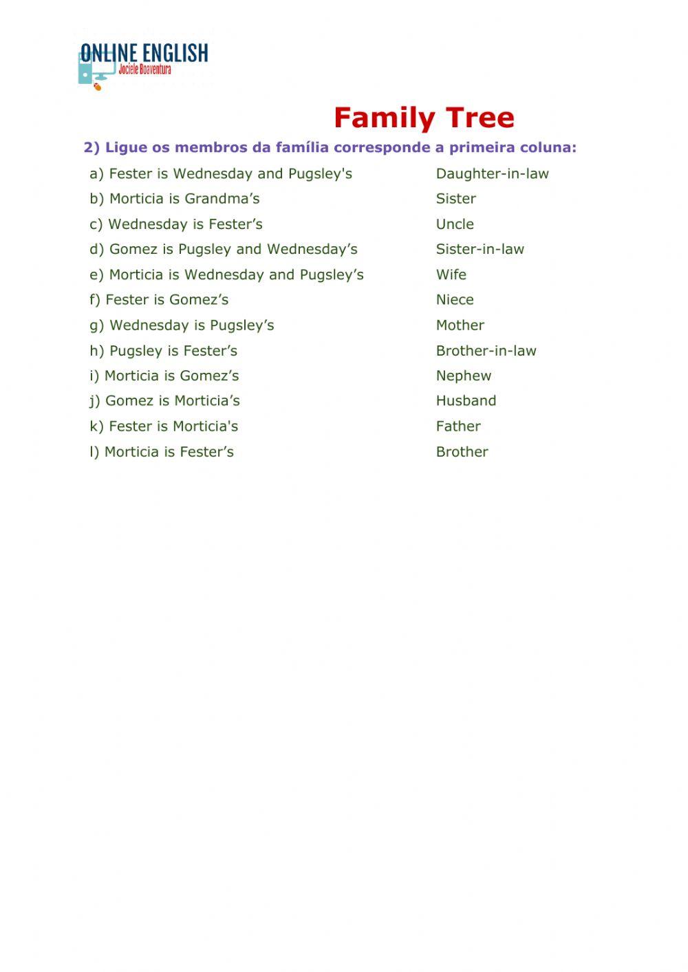 Family tree free worksheet | Live Worksheets