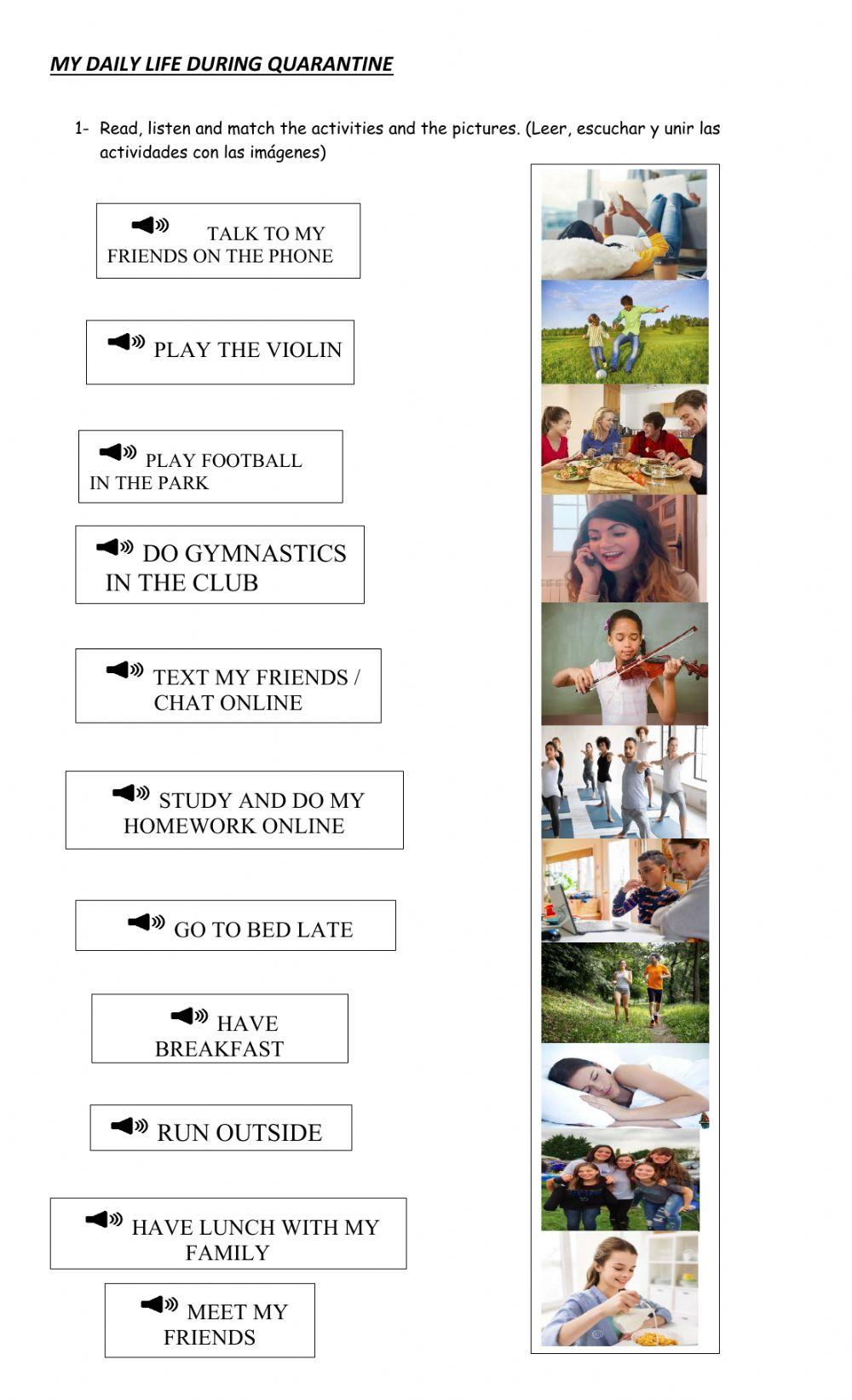 Daily life during quarantine worksheet | Live Worksheets