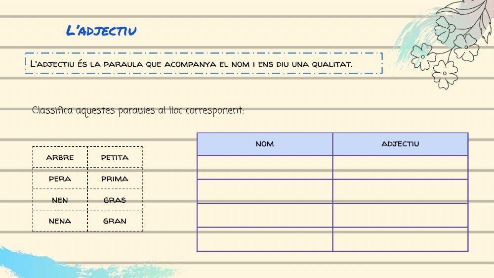 L'adjectiu | Free Interactive Worksheets | 250101