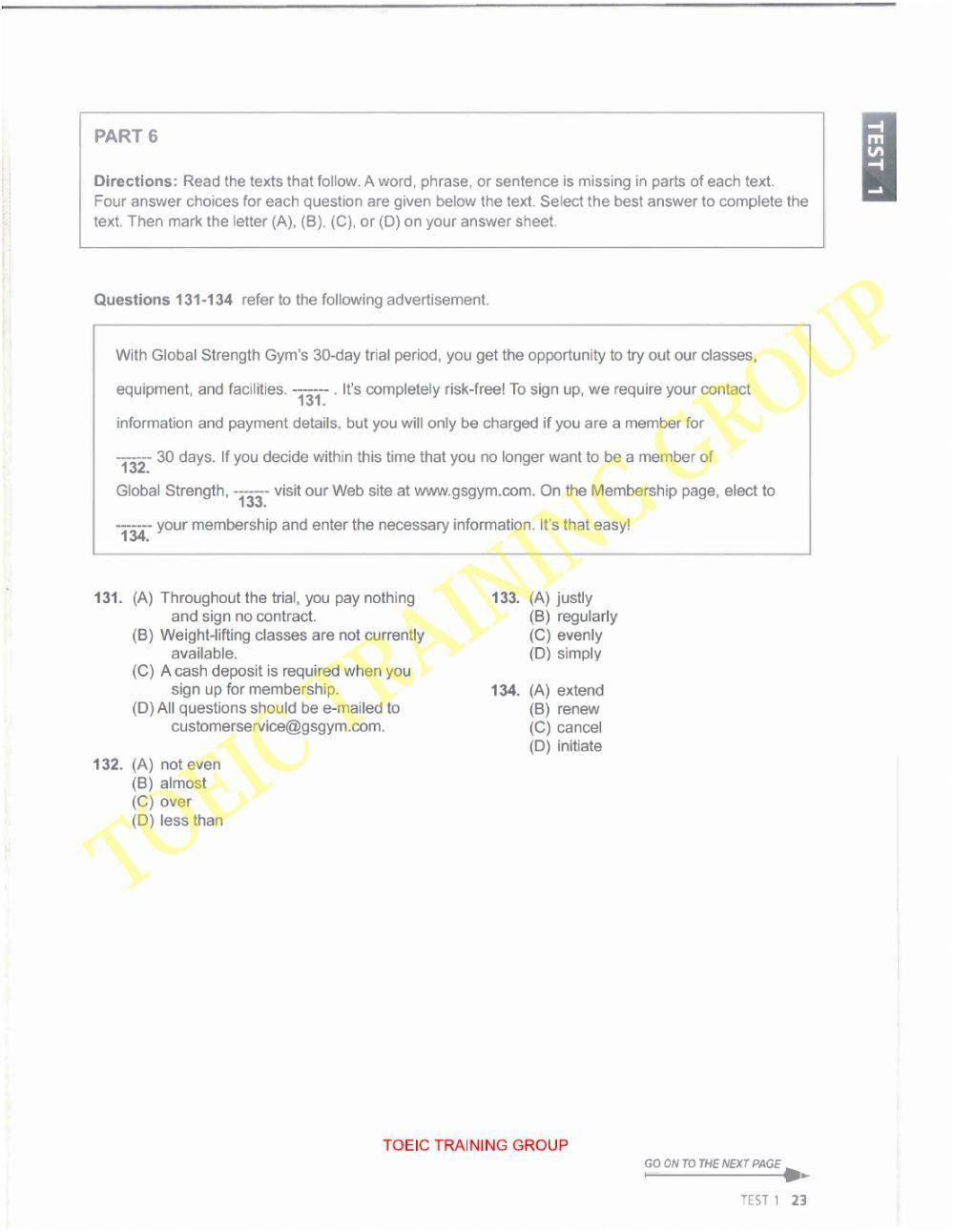 Toeic reading part 6, test 1 worksheet | Live Worksheets