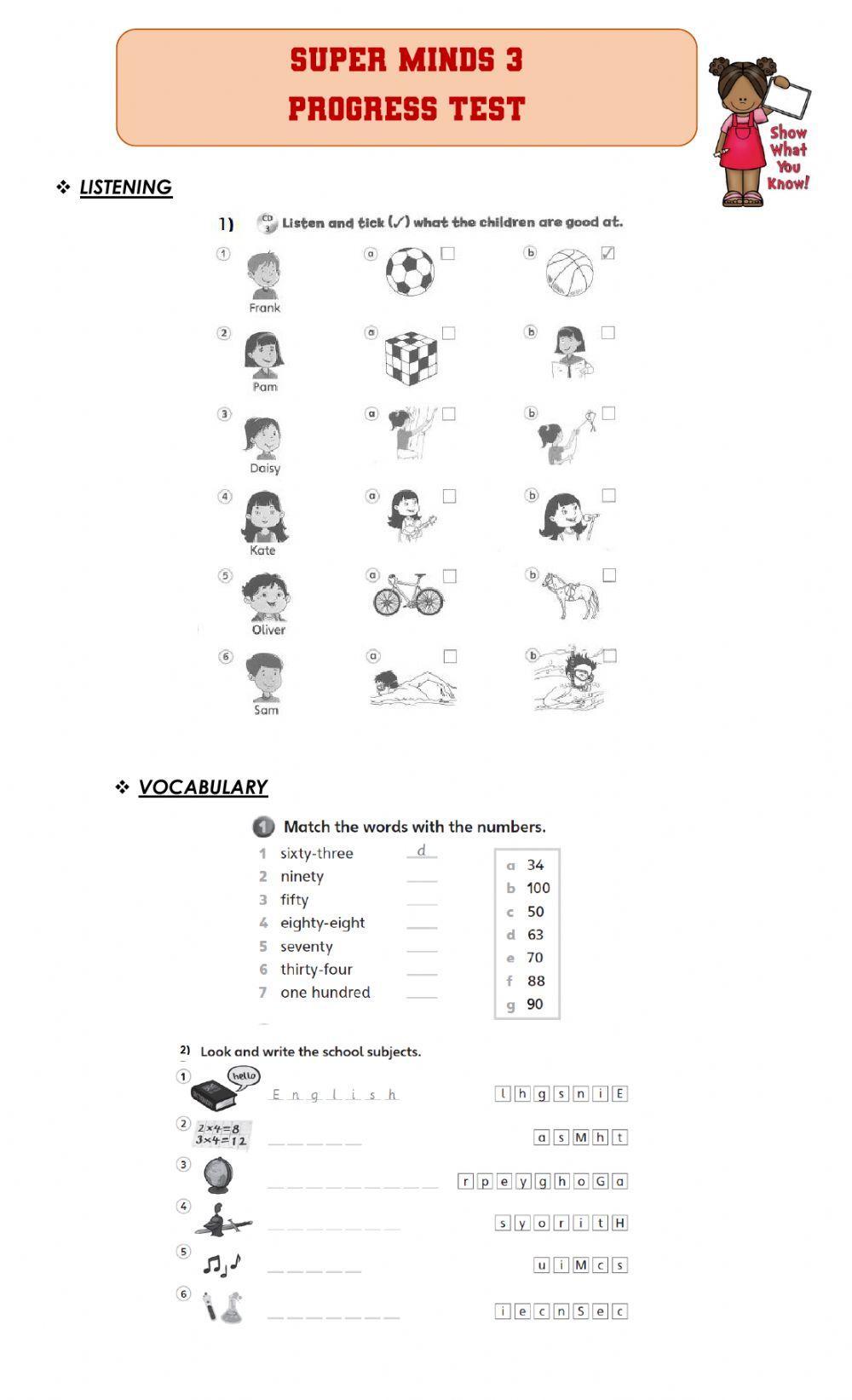 Super minds 3 p… | Free Interactive Worksheets | 280895