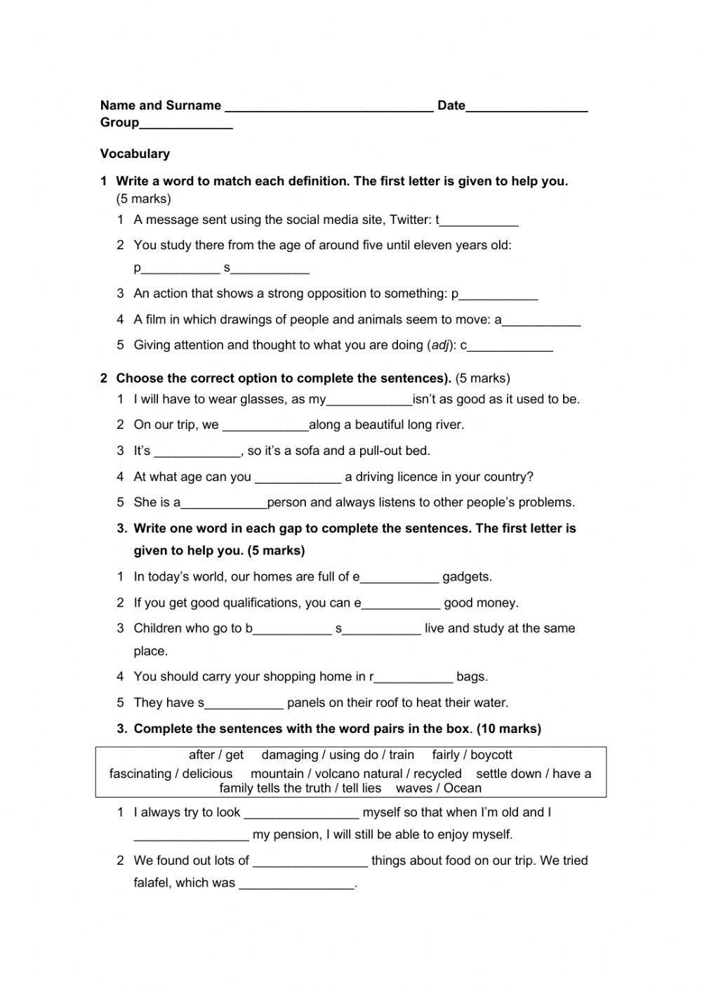 Junio 3º ESO programa interactive worksheet | Live Worksheets