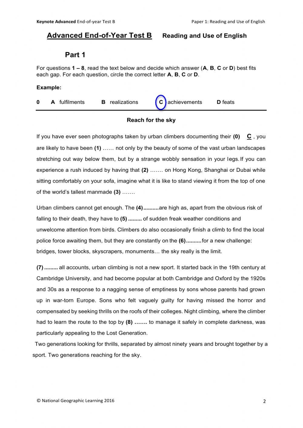 Advanced End-of-Course online exercise for | Live Worksheets