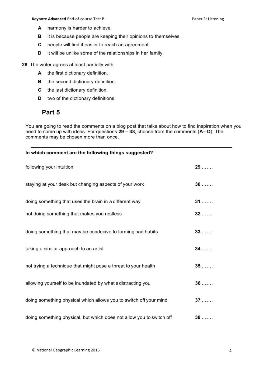 Advanced End-of-Course online exercise for | Live Worksheets