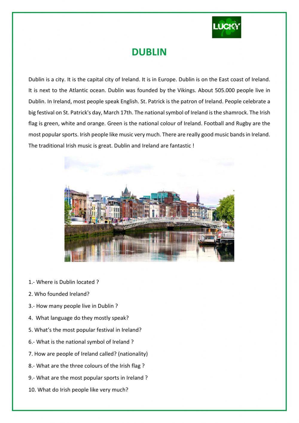 Dublin | Free Interactive Worksheets | 281321