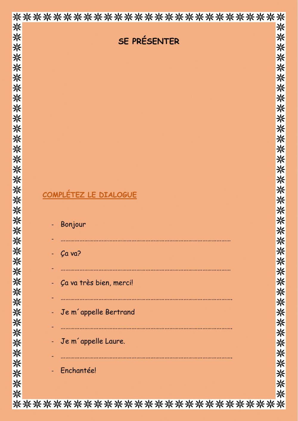 Se présenter | Free Interactive Worksheets | 281520