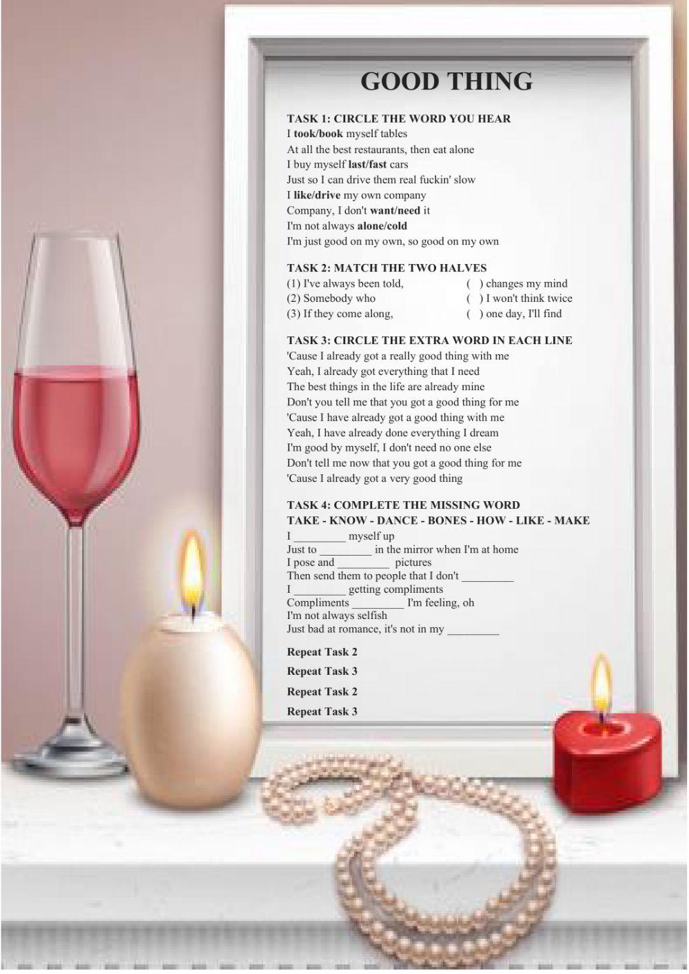 Song: Good Thing worksheet | Live Worksheets