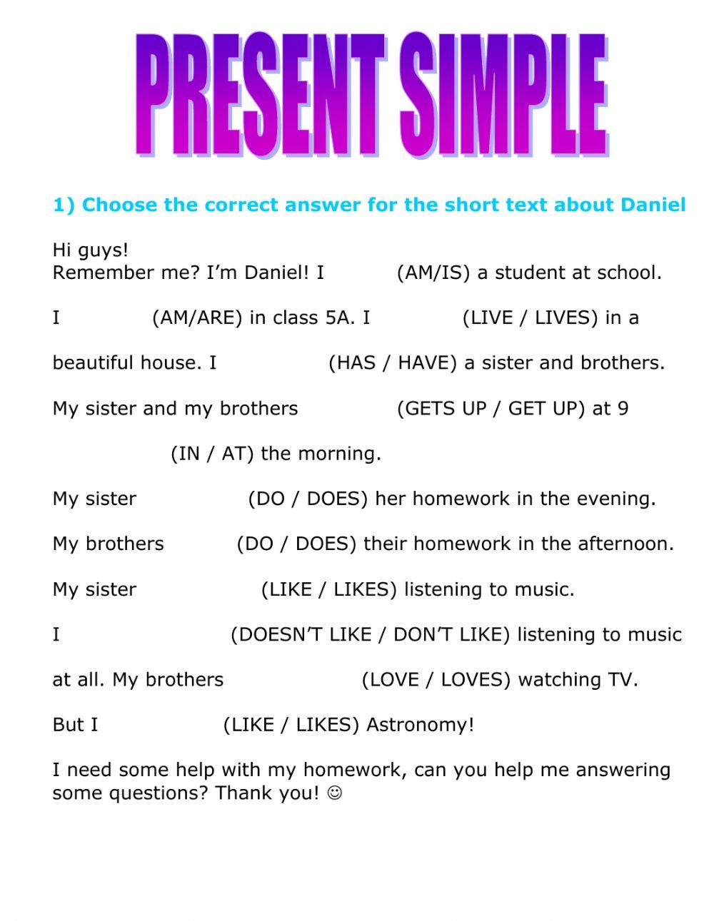 Present Simple.1 worksheet | Live Worksheets