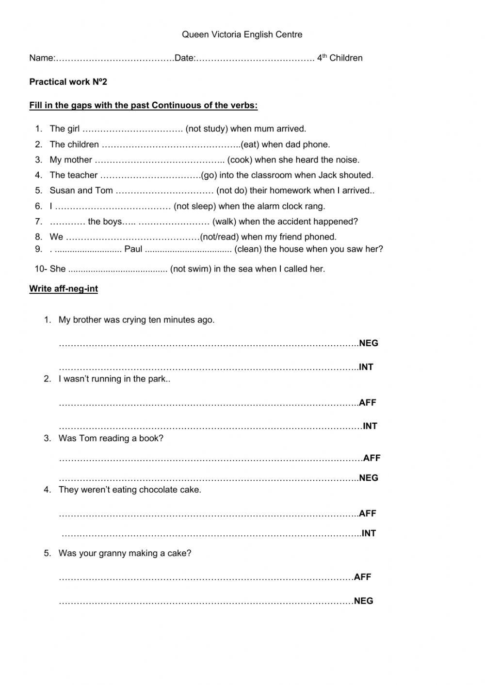 Practical work Nº 2 | LiveWorksheets | 281902