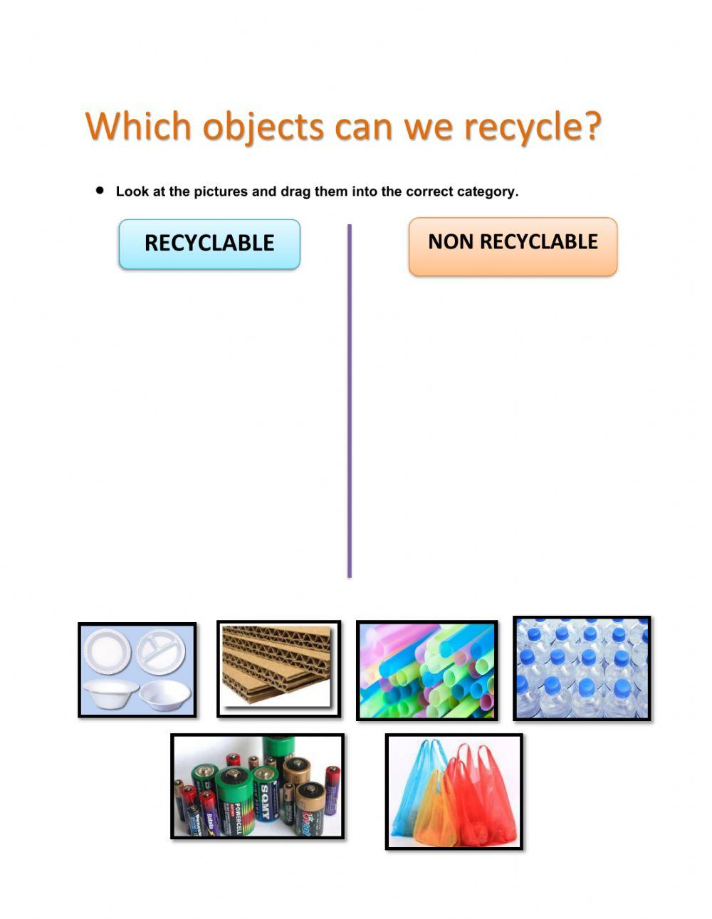 Recycled objects interactive worksheet | Live Worksheets