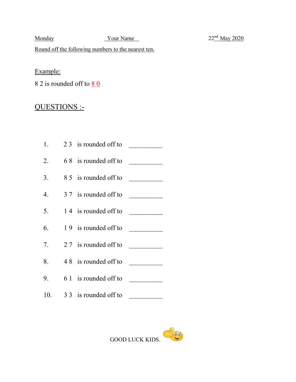 Round Off | SUMATHY A/P MUNIANDY | Live Worksheets