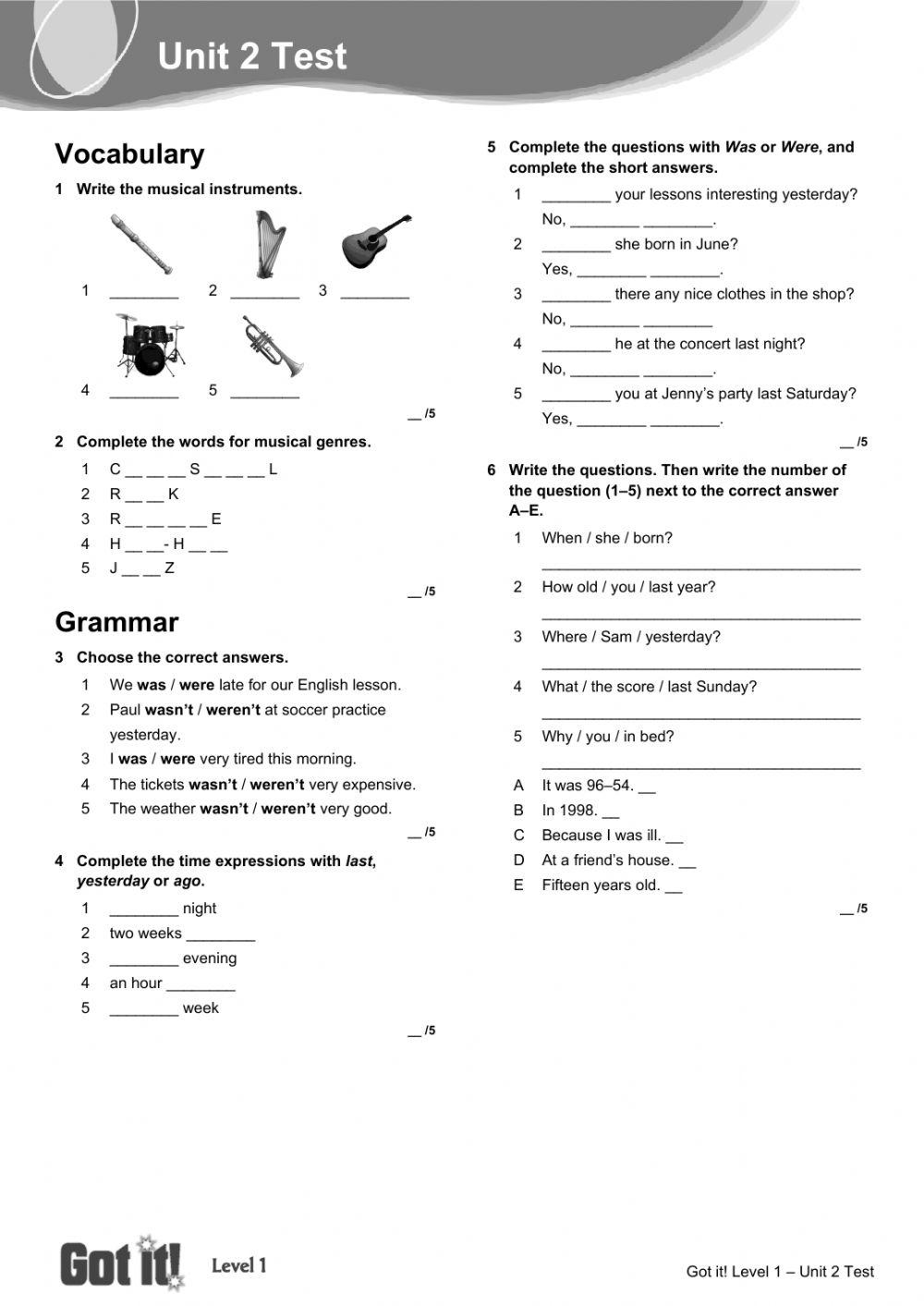 got it 1 unit 2 online exercise for | Live Worksheets