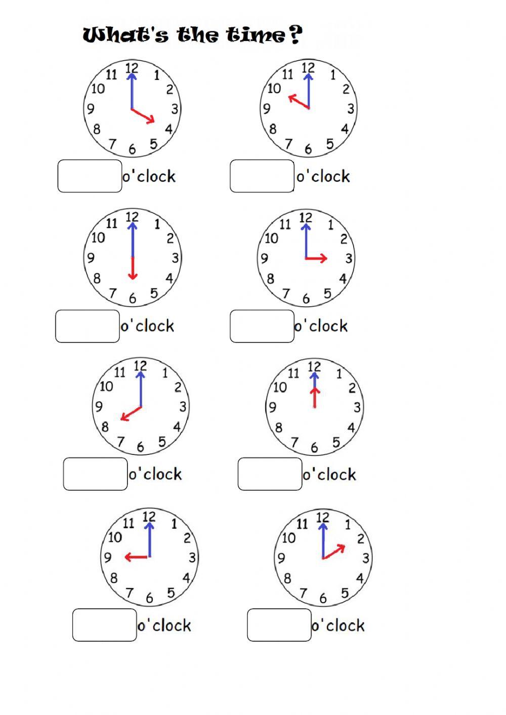 Hours | Live Worksheets